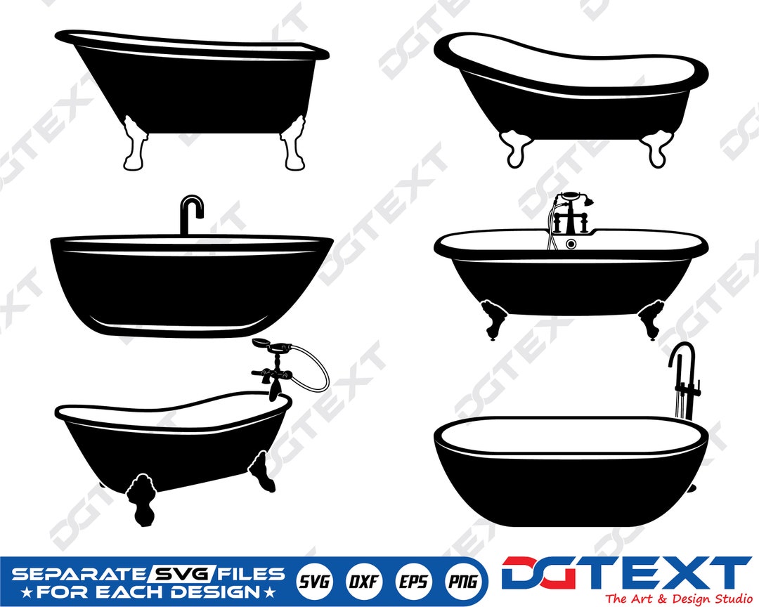 Bathtub SVG, Bathtub Vector, Silhouette, Cricut File, Clipart, Cuttable ...
