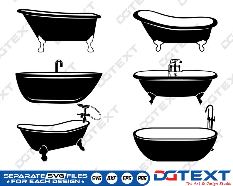Bathtub SVG Bathtub Vector Silhouette Cricut File Clipart | Etsy