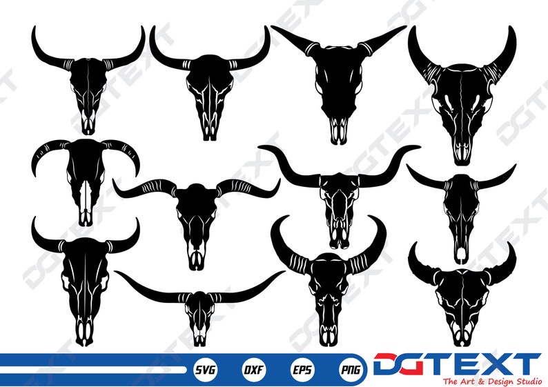 Cráneo de toro SVG Vector de cráneo de toro Silueta Archivo | Etsy