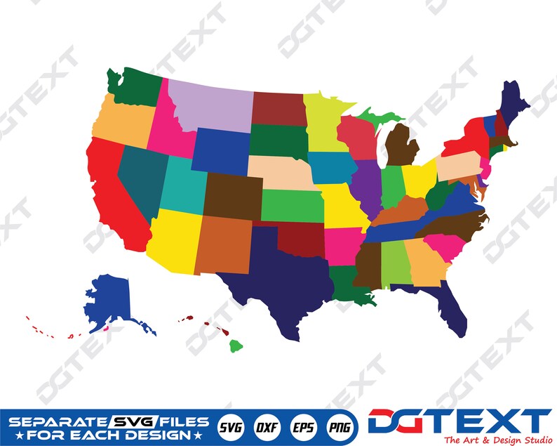 US Map SVG US Map Vector Silhouette Cricut File Clipart - Etsy