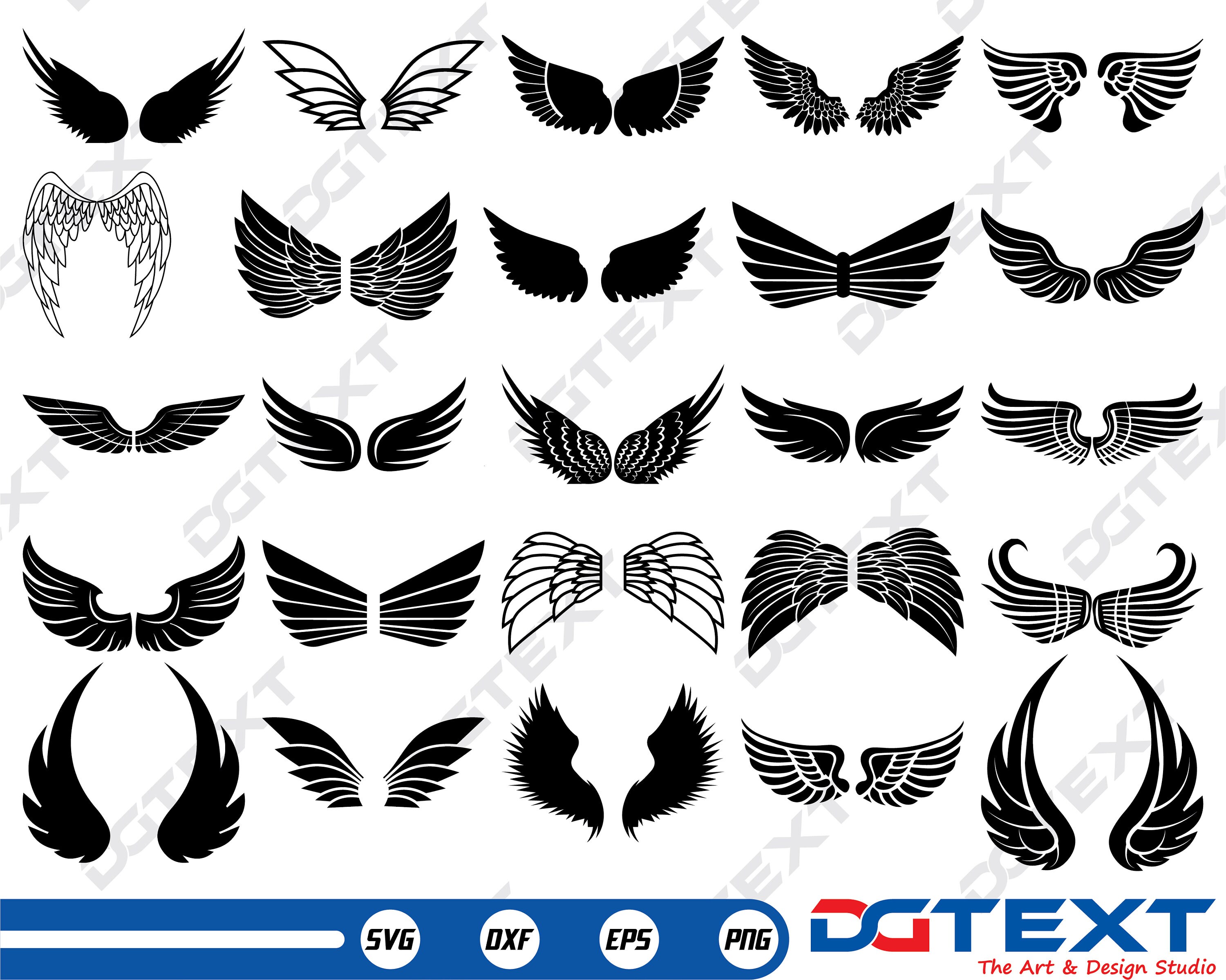 Wings SVG Wings Vector Silhouette Cricut File Clipart | Etsy