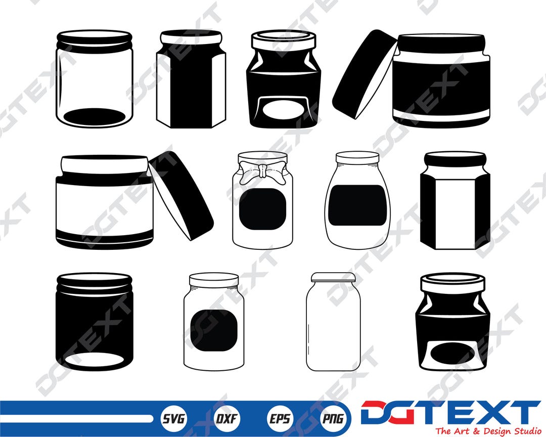 Glass Jars SVG, Glass Jars Vector, Silhouette, Cricut File, Clipart ...