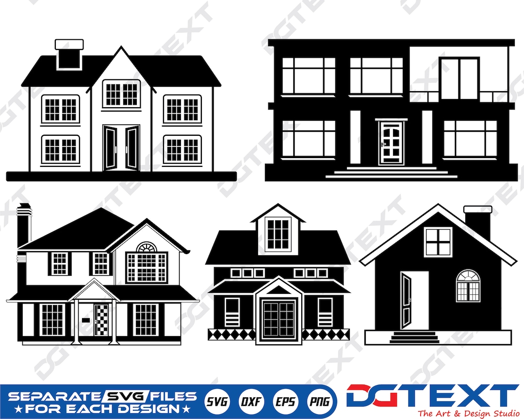 House SVG, House Vector, Silhouette, Cricut File, Clipart, Cuttable ...