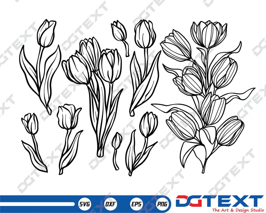 Tulip SVG, Tulip Vector, Silhouette, Cricut File, Clipart, Cuttable ...