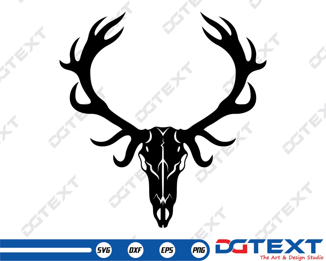 Deer Skull SVG, Deer Skull Vector, Silhouette, Cricut File, Clipart ...