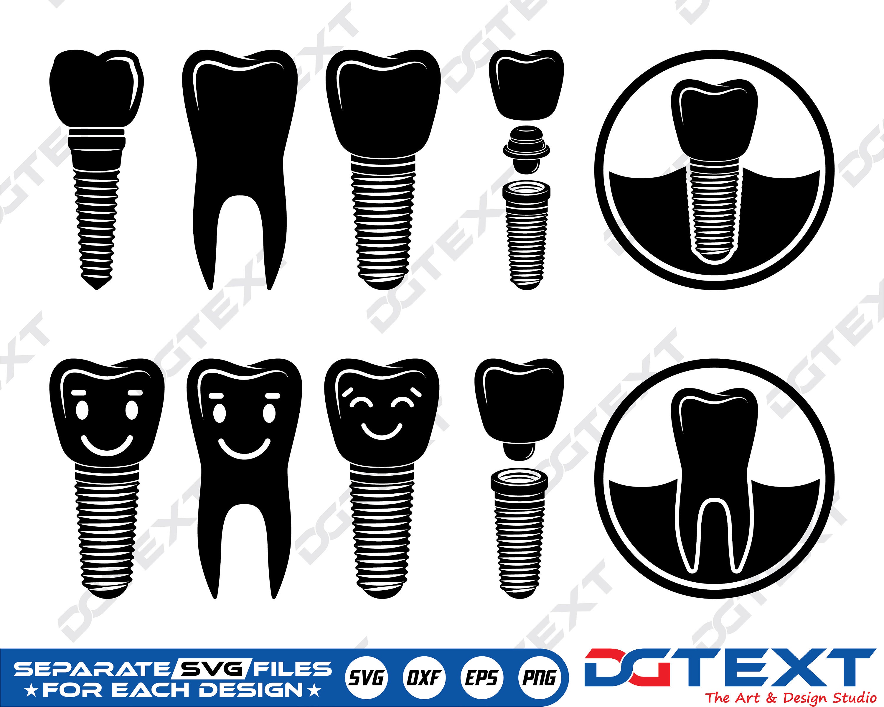 Tooth Implant SVG Tooth Implant Vector Silhouette Cricut | Etsy