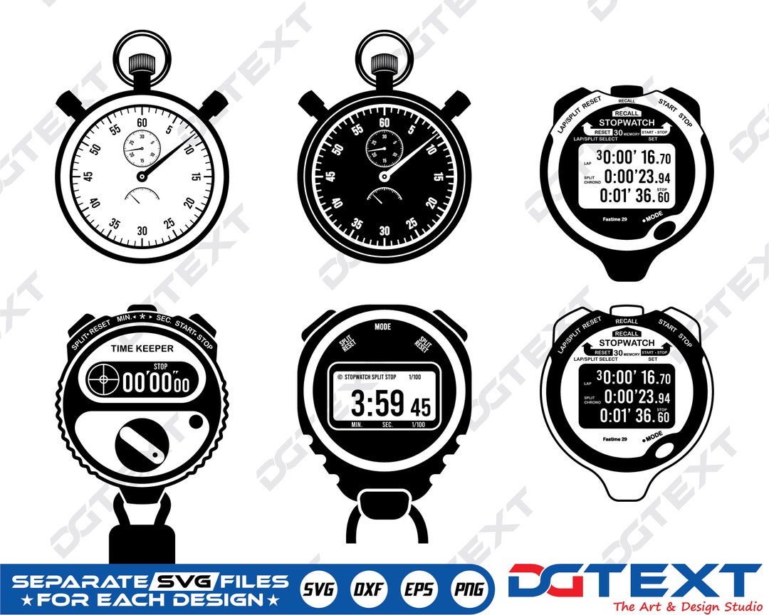 Stopwatch SVG, Stopwatch Vector, Silhouette, Cricut File, Clipart ...