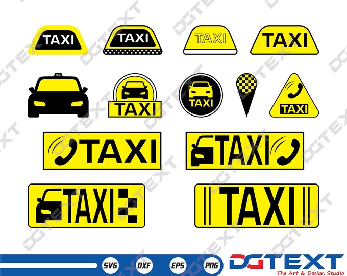 Taxi Silhouette Vector Image With SVG, Eps, Pdf, Png, Pdf, and Jpg ...