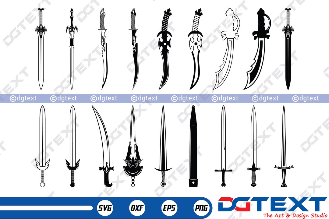Sword SVG, Sword Vector, Silhouette, Cricut File, Clipart, Cuttable ...