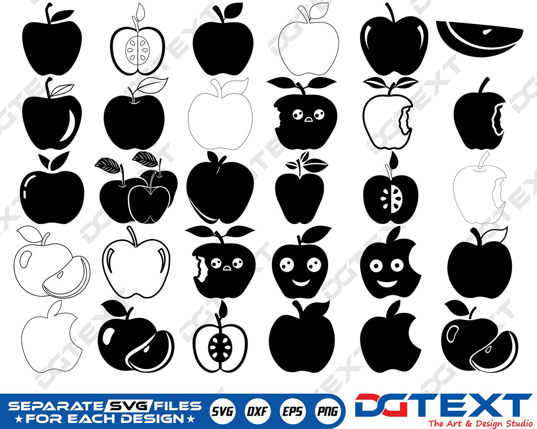 Apple SVG, Apple Vector, Silhouette, Cricut File, Clipart, Cuttable ...