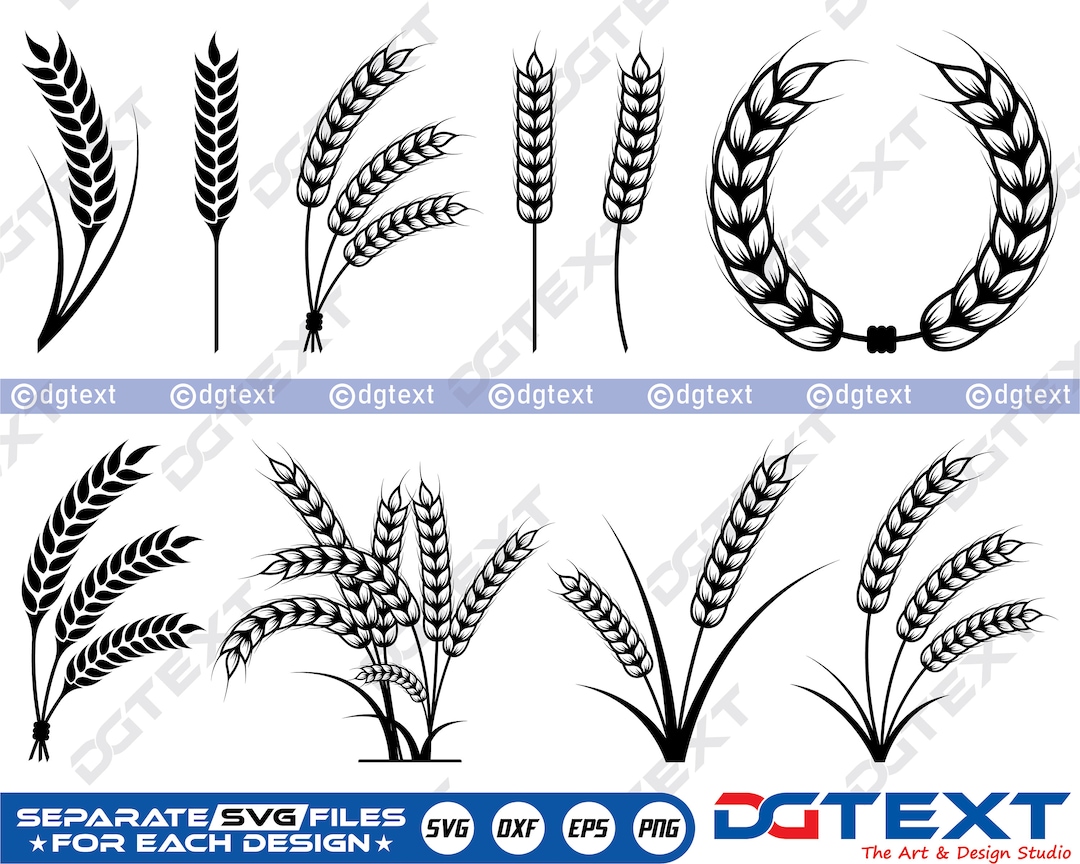Wheat SVG, Grain SVG, Wheat Vector, Silhouette, Cricut File, Clipart ...