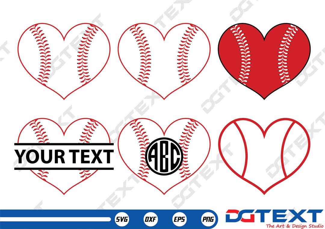 Baseball Heart SVG, Baseball Heart Vector, Silhouette, Cricut File ...