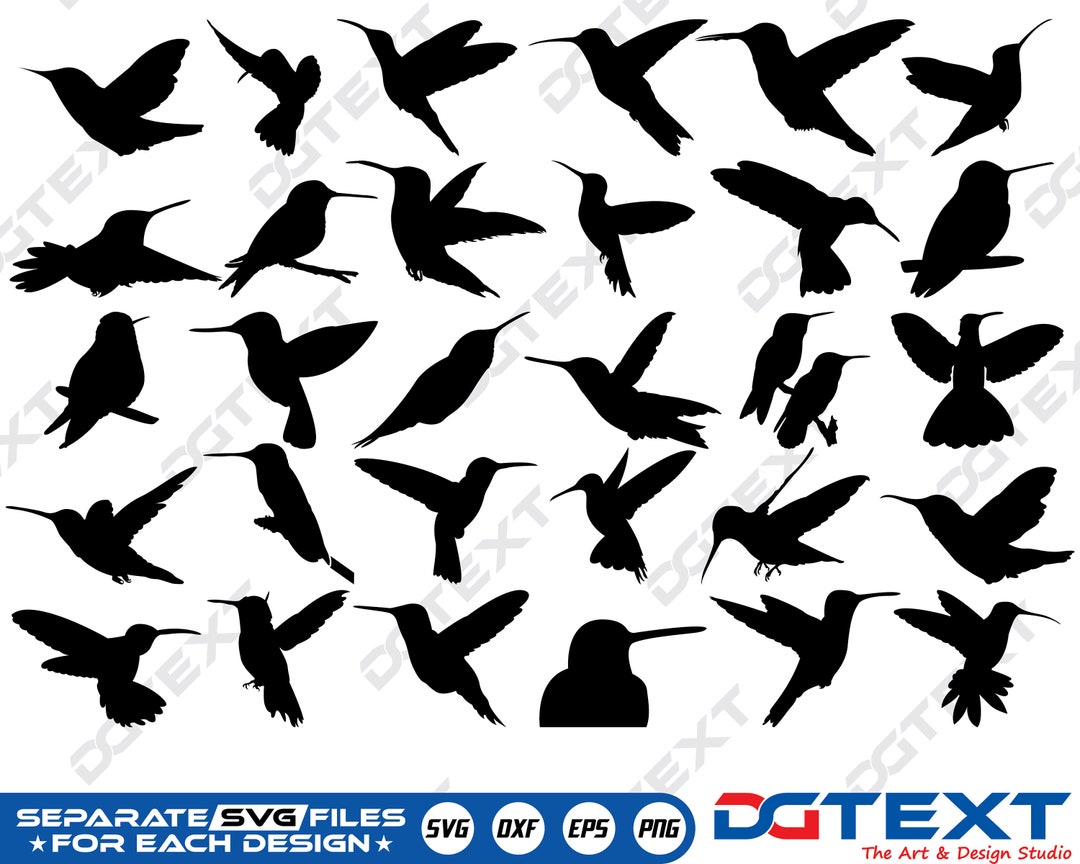Hummingbird SVG, Flying Bird Vector, Silhouette, Cricut File, Clipart ...