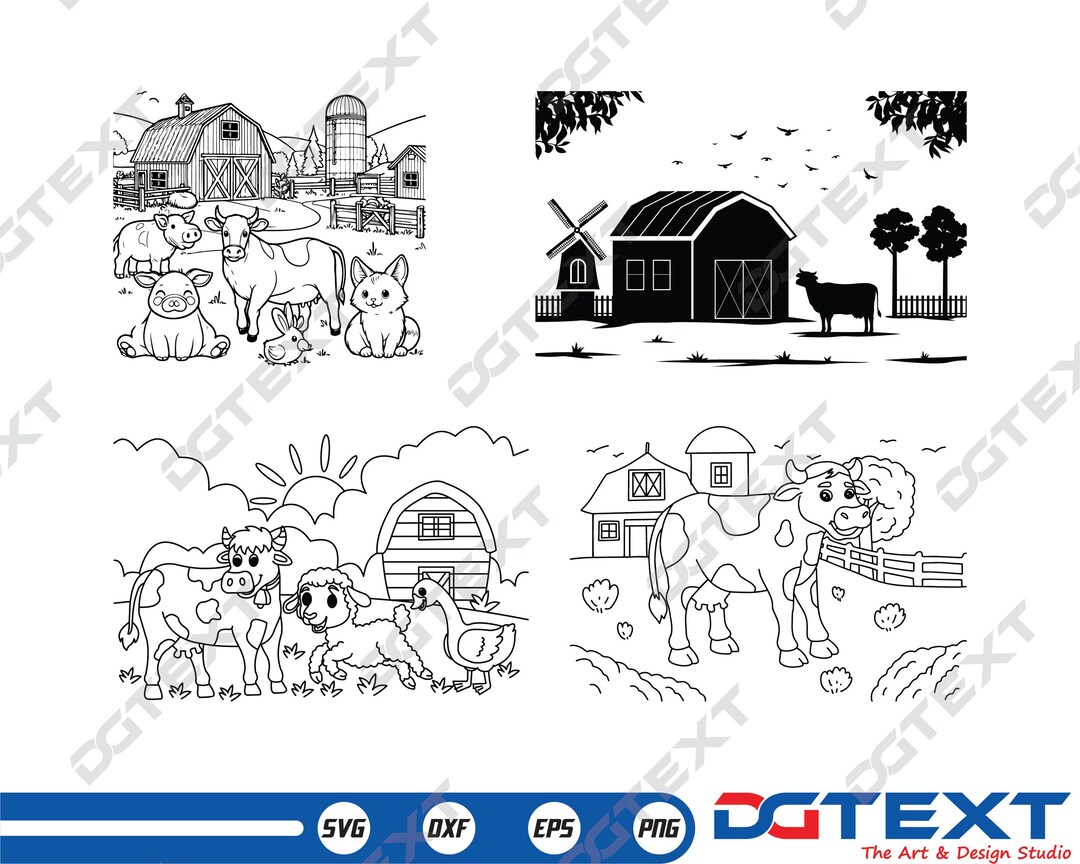 Animal Farm SVG, Animal Farm Vector, Silhouette, Cricut File, Clipart ...