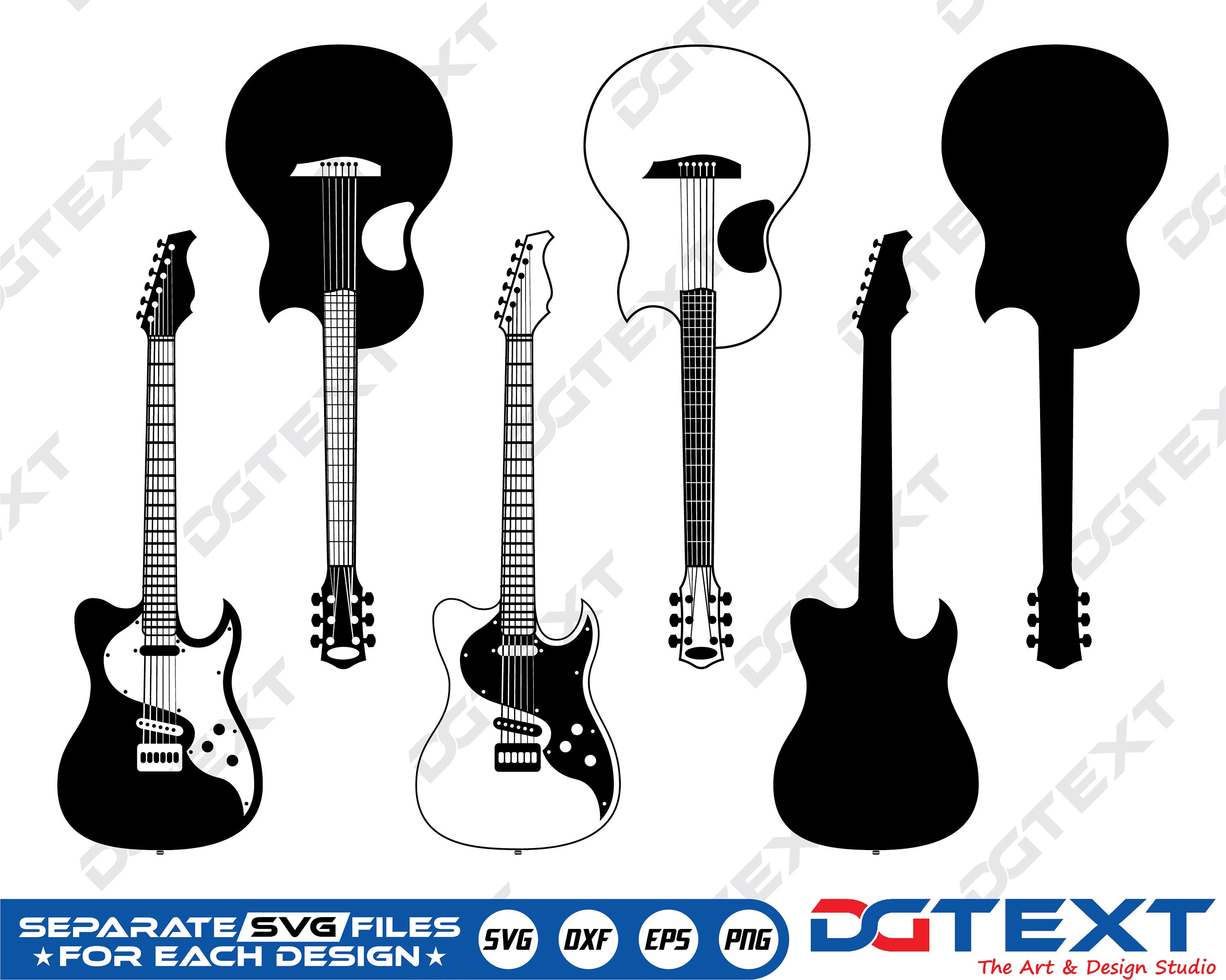 Guitarra SVG, Vector de guitarra, Silueta, Archivo Cricut, Imágenes ...