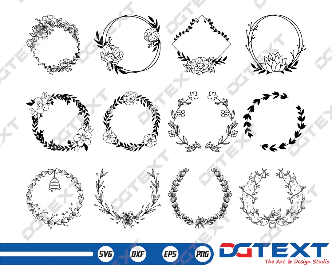 Floral Wreath SVG, Floral Wreath Vector, Silhouette, Cricut File ...