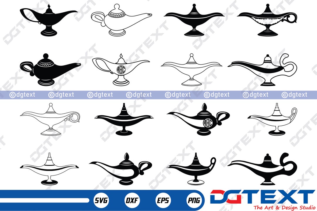 Magic Lamp SVG, Magic Lamp Vector, Silhouette, Cricut File, Clipart ...