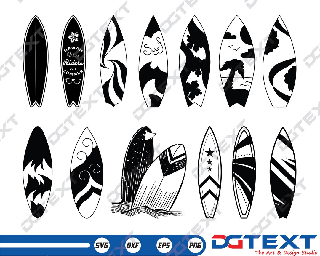Surfboard SVG, Surfboard Vector, Silhouette, Cricut File, Clipart ...