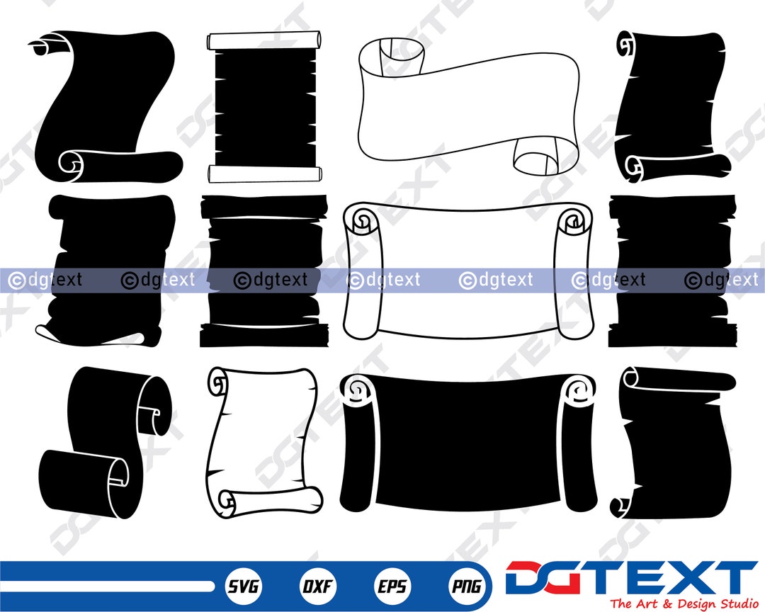 Scroll Paper SVG, Scroll Paper Vector, Silhouette, Cricut File, Clipart ...