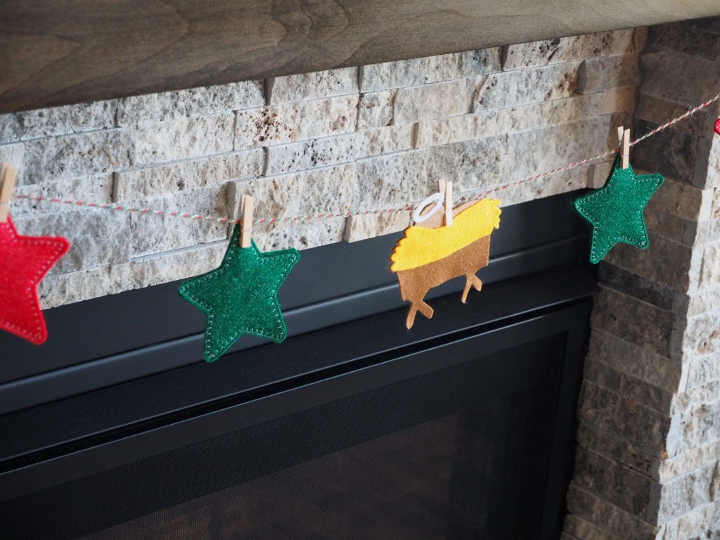 Christmas Garland, Felt Banner, Baby Jesus, Christian Decor, Nativity ...