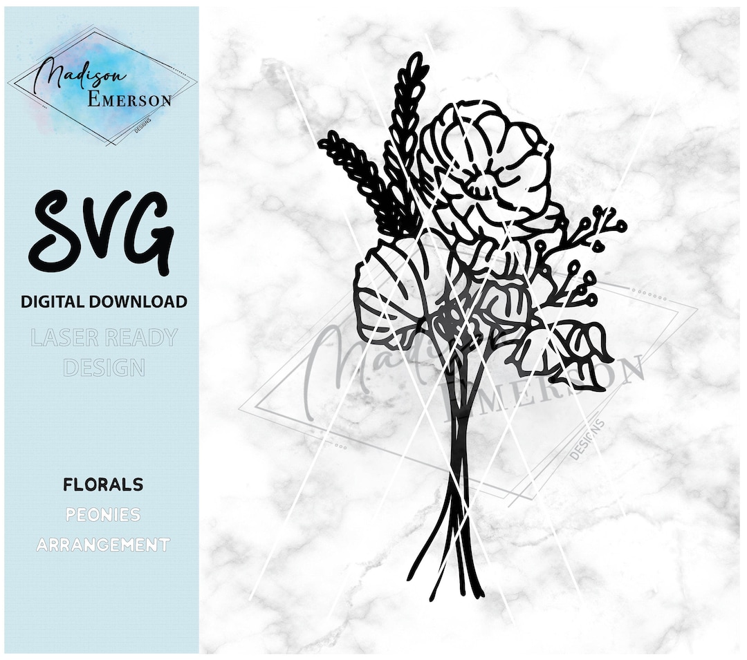 DIGITAL DOWNLOAD - SVG Laser File Engrave, Score or Cut - Peony ...