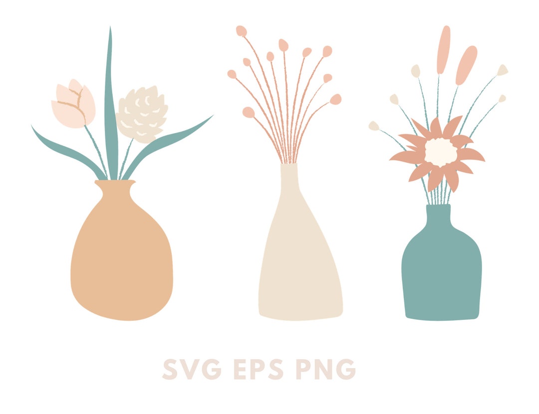 Flower Vases SVG: Floral Blossom Illustrations (digital Download) - Etsy