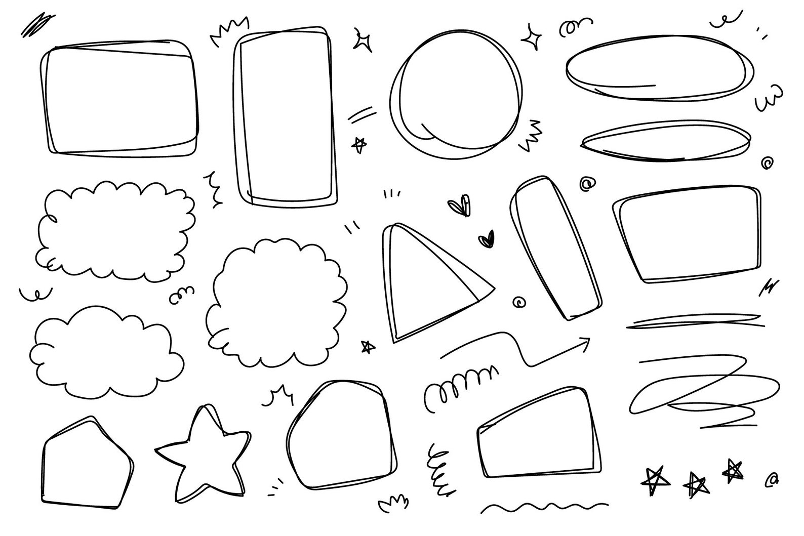 438 Scribbles & Doodles and Scrawls, Hand Drawn Doodle Collection, Pen ...