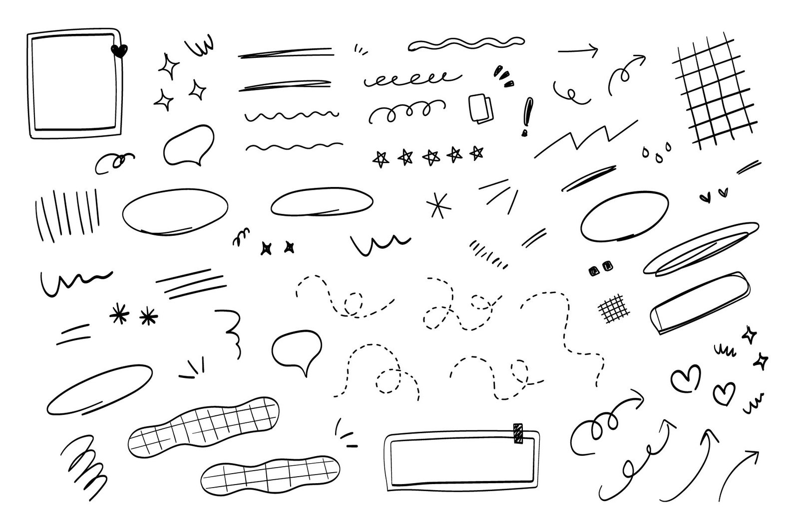 438 Scribbles & Doodles and Scrawls, Hand Drawn Doodle Collection, Pen ...