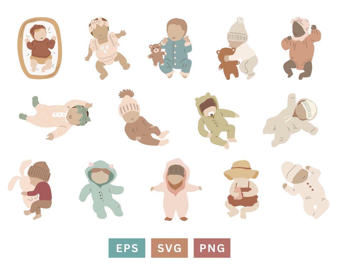 14 Babies Clip Art & Vectors, Hand Drawn Infant Collection, Baby Stats ...