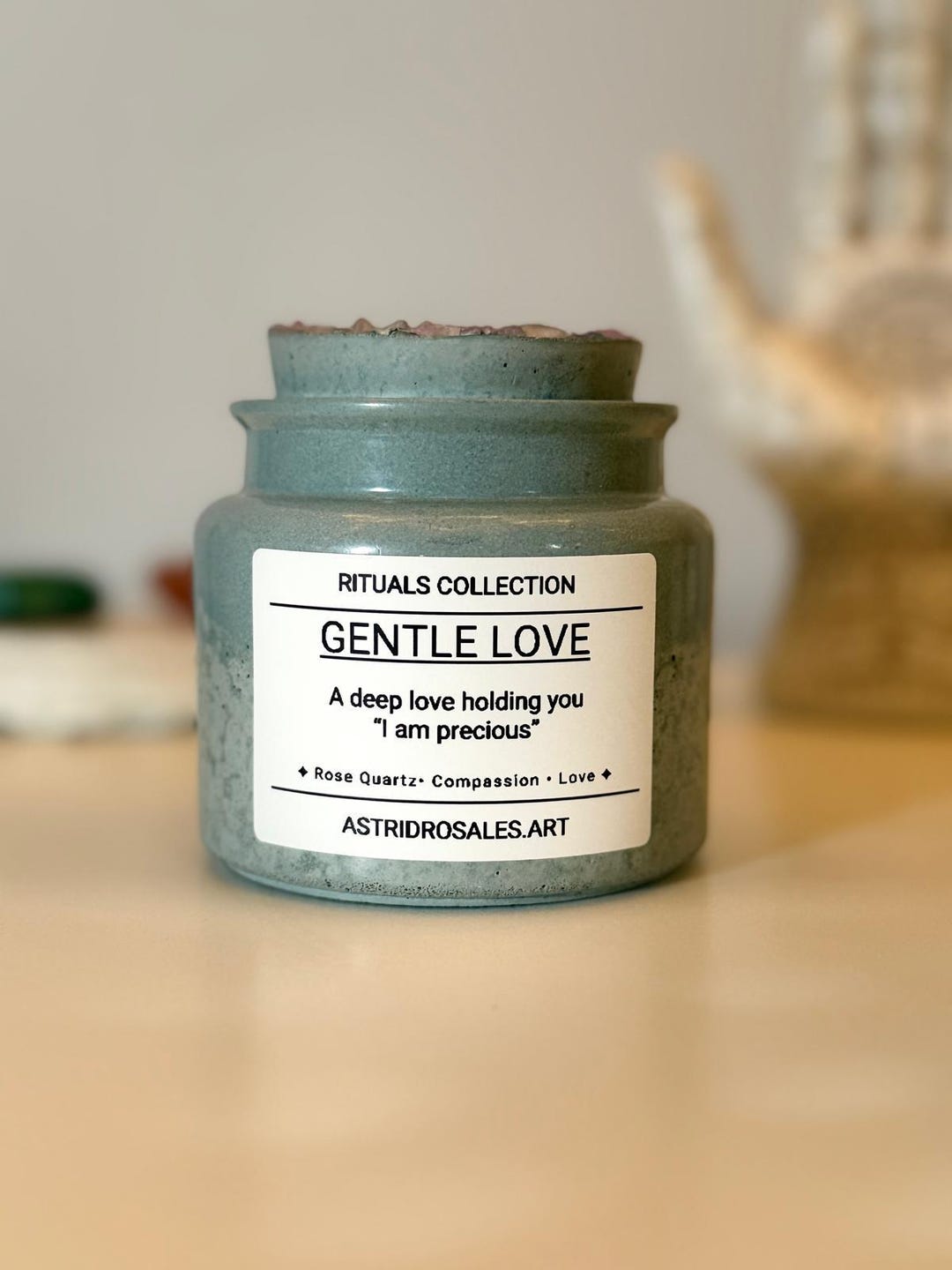 Rose Quartz Love Candle | Crystal Ritual Candle for Self- Love and ...