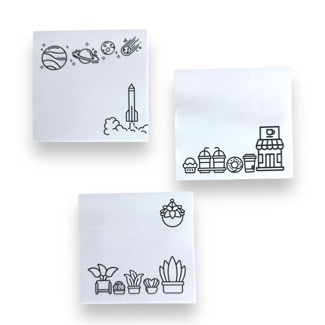 Color Your Own Sticky Notes: Outer Space, Plants, Coffee - Etsy