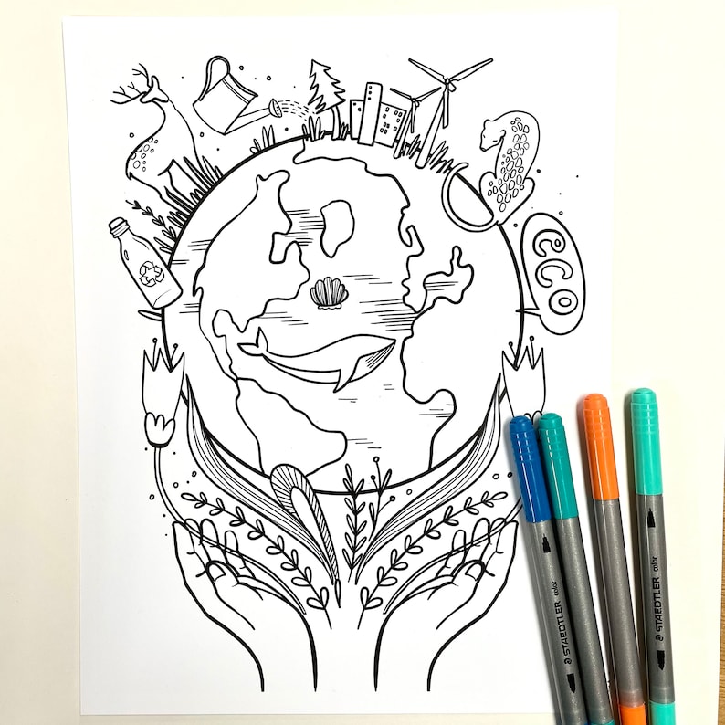 Digital Download Earth Day Coloring Calendar Mother Earth - Etsy