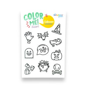 Color Your Own Halloween Stickers, Halloween Sticker Sheet, Planner ...