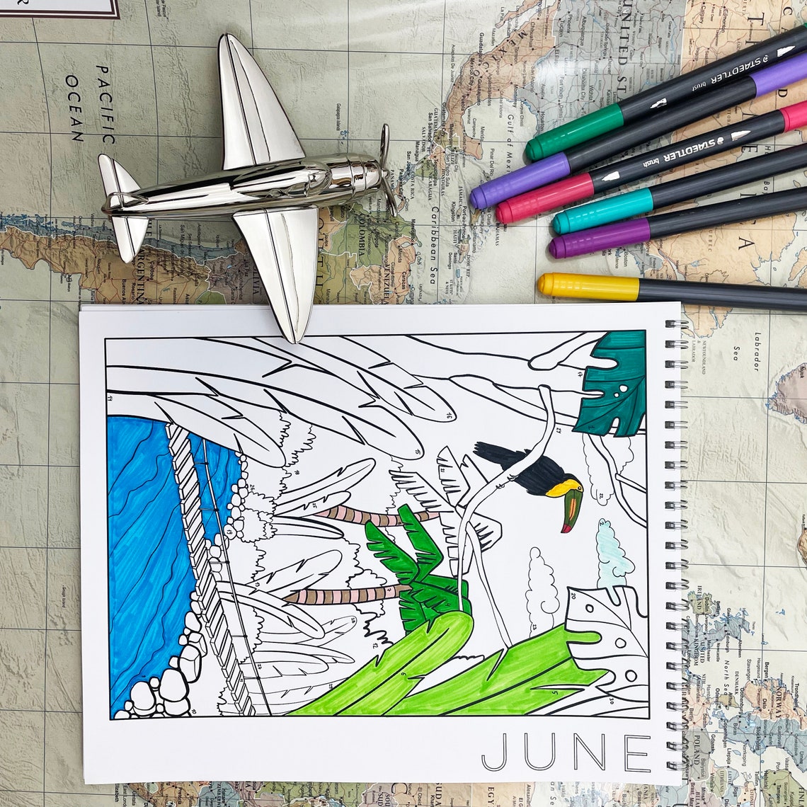 Digital Download June Coloring Calendar June Coloring - Etsy