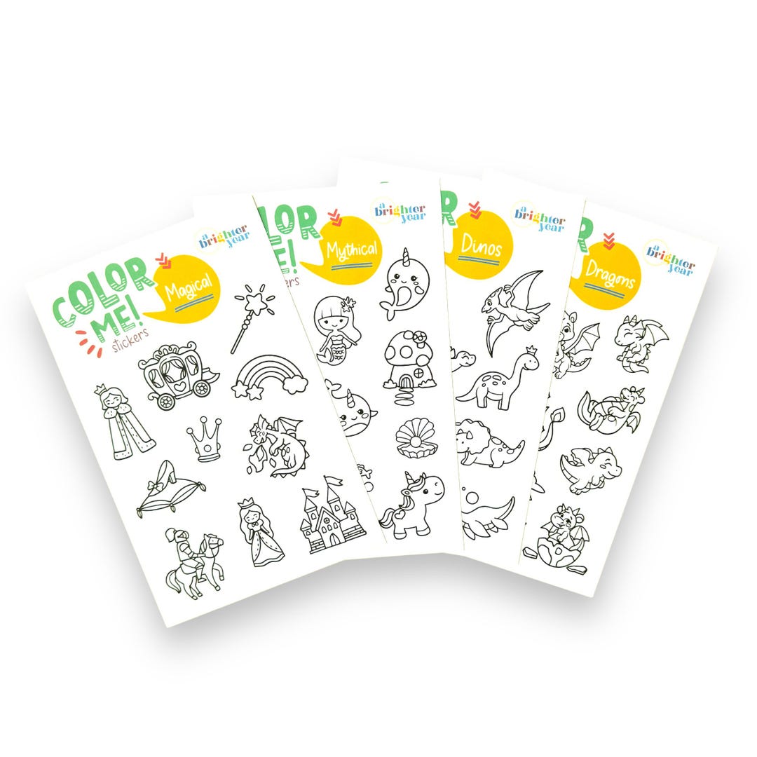 Color Your Own Stickers: Mythical & Magical Designs - 4 Sheet Bundle - Etsy