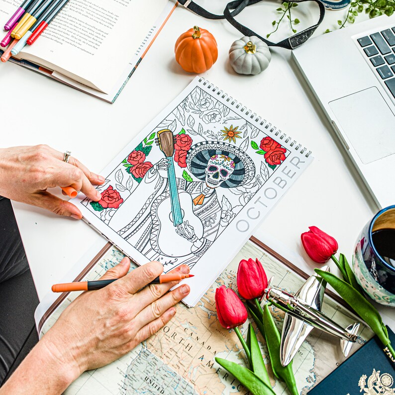 Travel the World 12 Month Coloring Book Coloring Pages for | Etsy