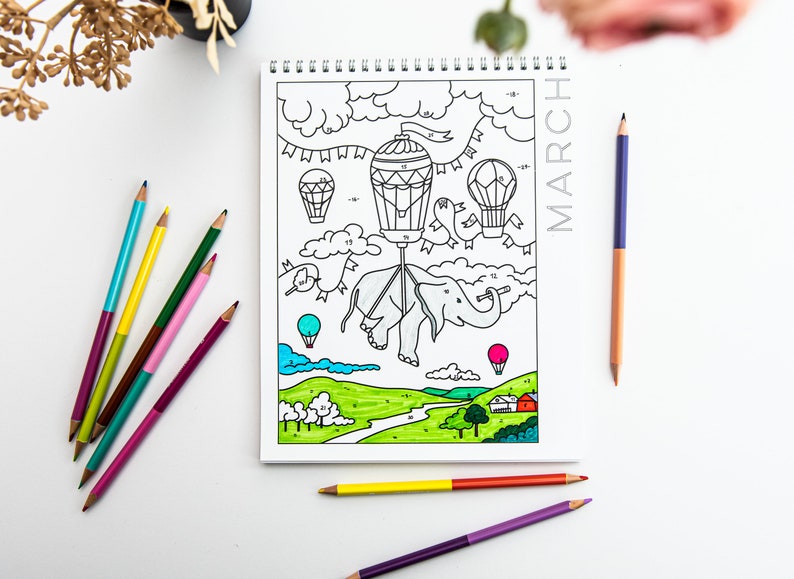 Digital Download March Coloring Calendar March Coloring | Etsy