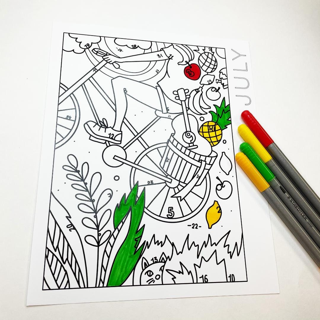July Coloring Calendar: Summer Countdown Activity (digital Download) - Etsy