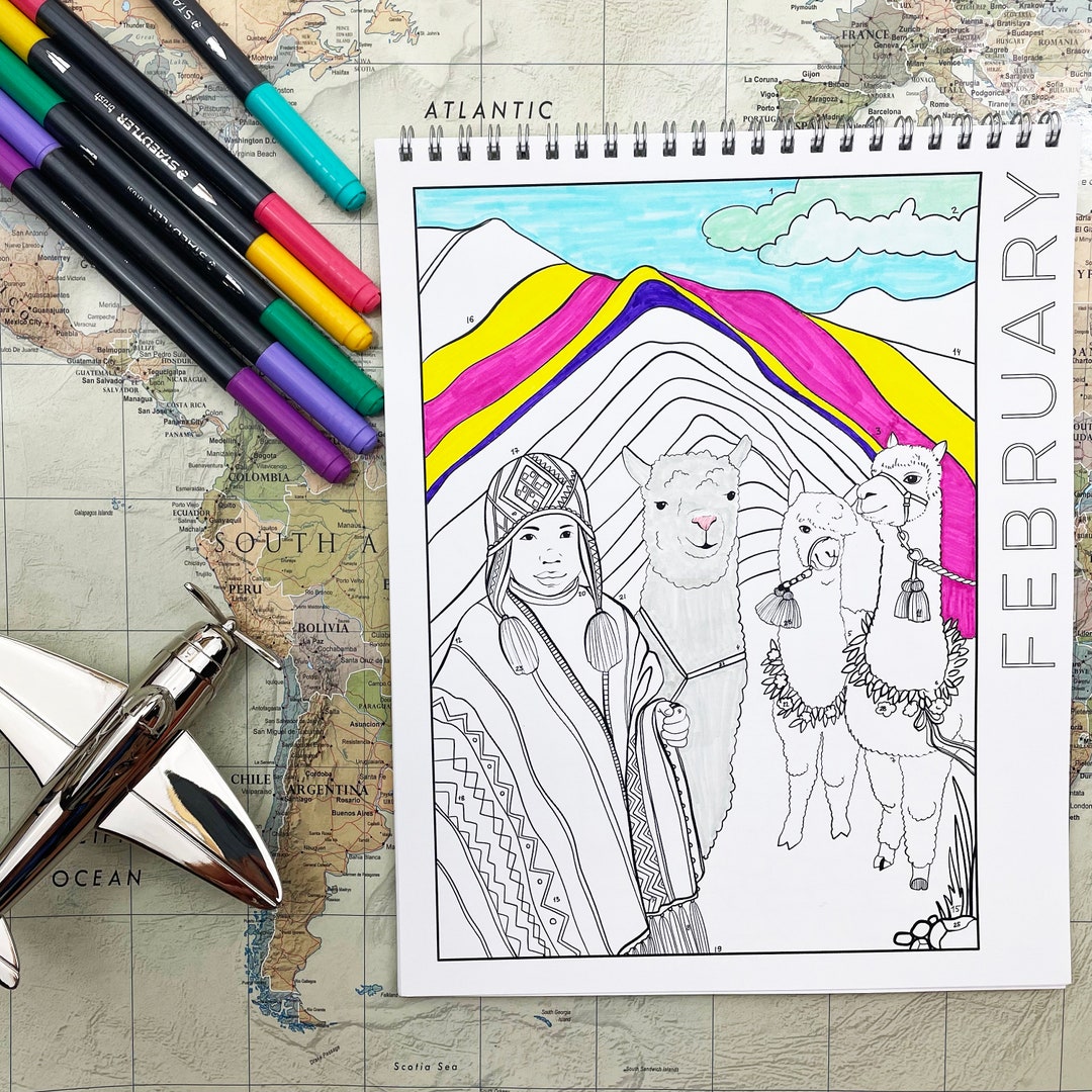 Digital Download - February Coloring Calendar, February Coloring Page ...