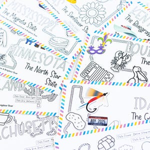 Color-your-own State Postcards: Roadtrip Souvenir (5x7) - Etsy