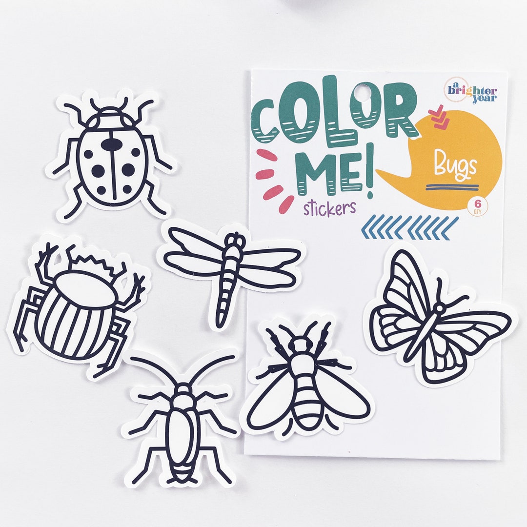 Color Your Own Bugs Stickers A Brighter Year on Etsy - Etsy