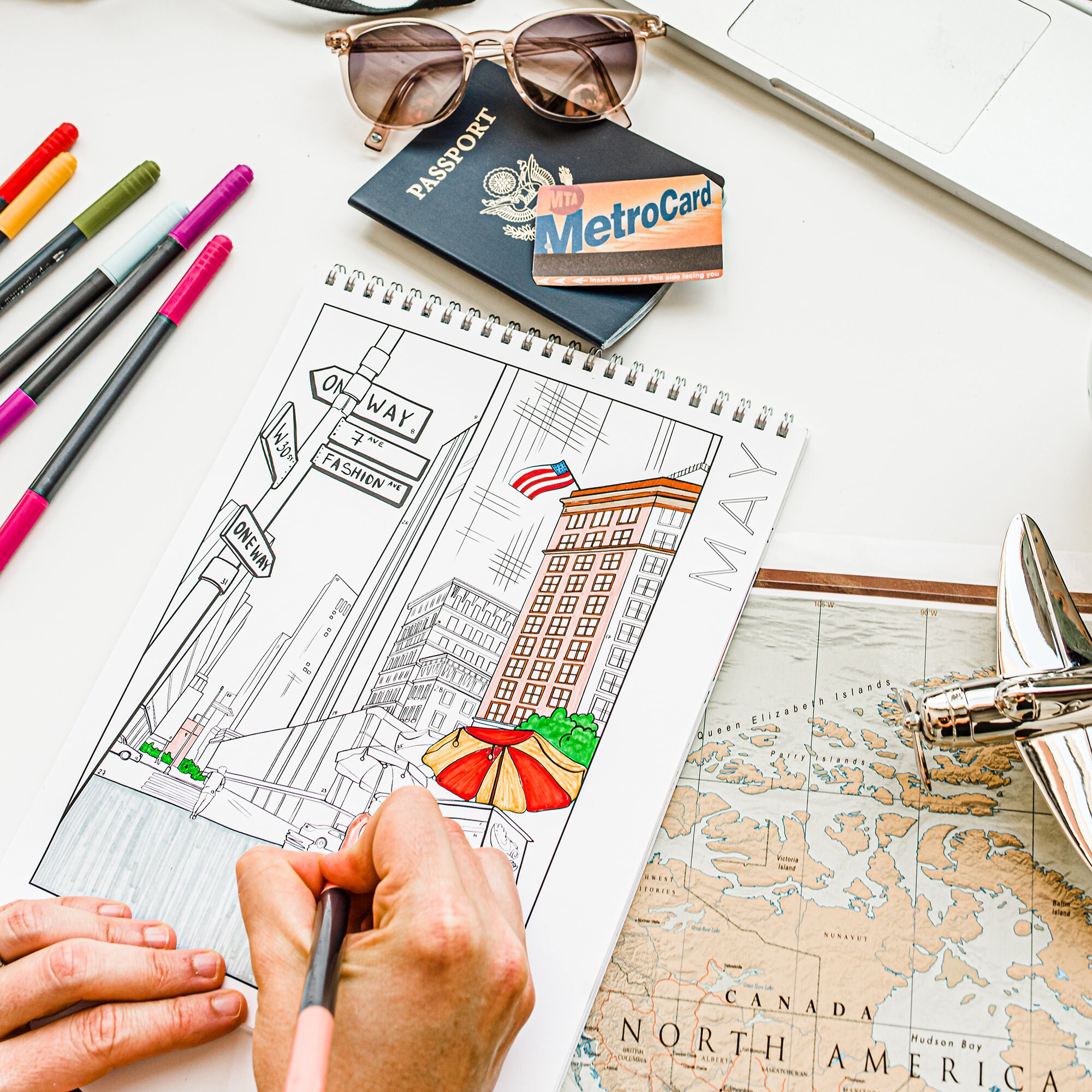 Travel the World 12 Month Coloring Book Coloring Pages for | Etsy