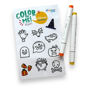 Color Your Own Halloween Stickers, Halloween Sticker Sheet, Planner ...