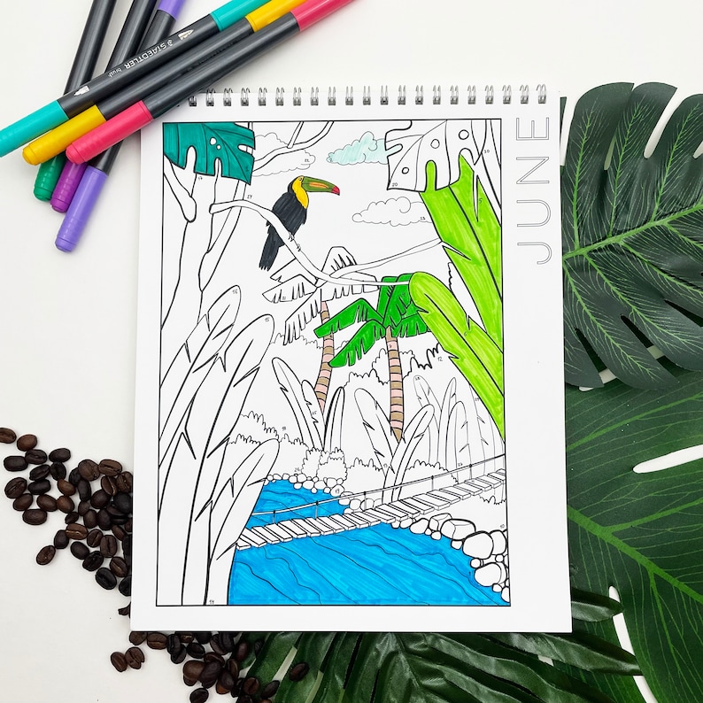 Digital Download June Coloring Calendar June Coloring | Etsy