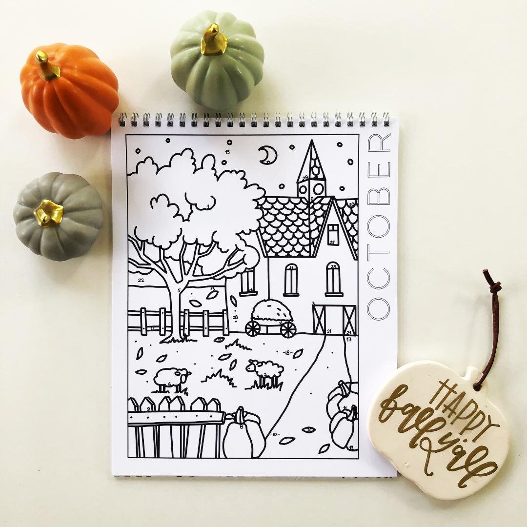 Digital Download October Coloring Calendar October | Etsy