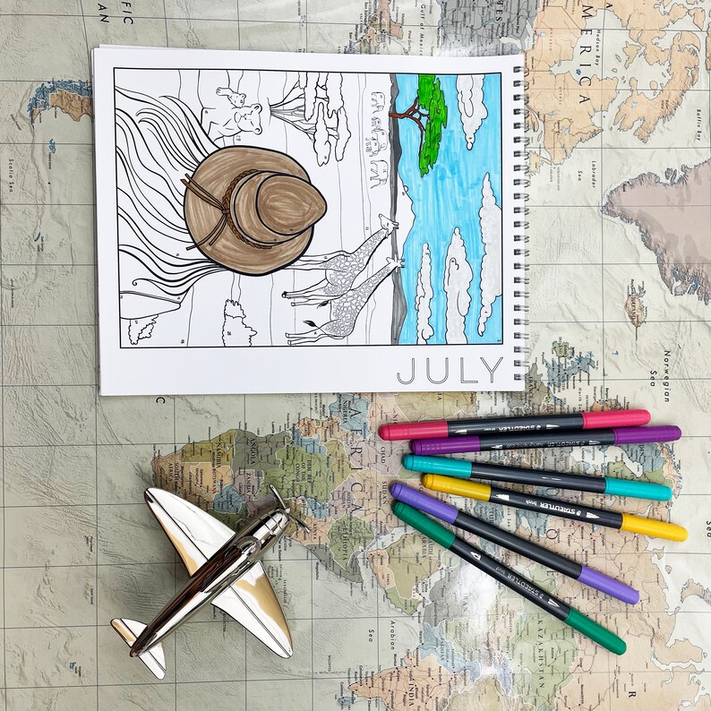 Digital Download July Coloring Calendar July Coloring - Etsy