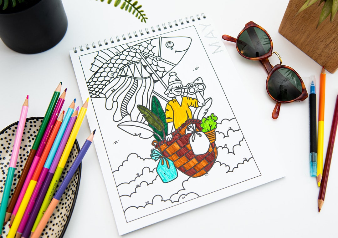 May Countdown Coloring Calendar: Spring Coloring Page (digital Download ...