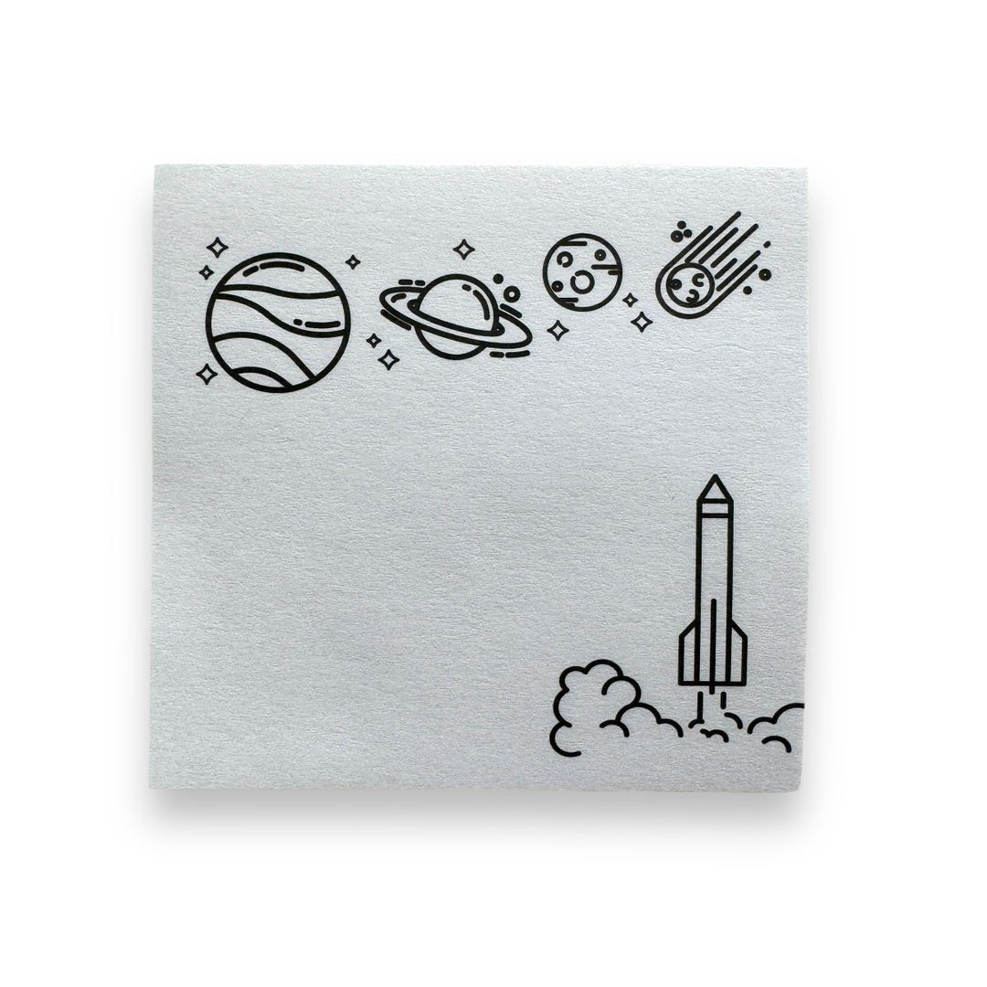 Space Post-it, Color Your Own Sticky Note, Coloring, Outer Space, Back ...