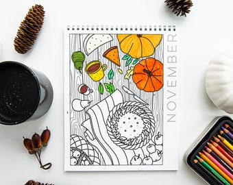 Digital Download November Coloring Calendar November | Etsy