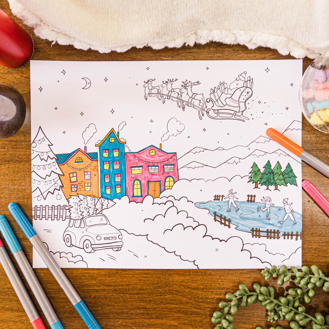 Christmas Countdown Coloring Calendar: Advent Activity (digital ...